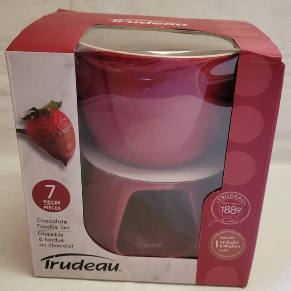 Trudeau | Kitchen | Trudeau Electric Chocolate Fondue Set 7pc Red Stoneware 7oz Valentine ...